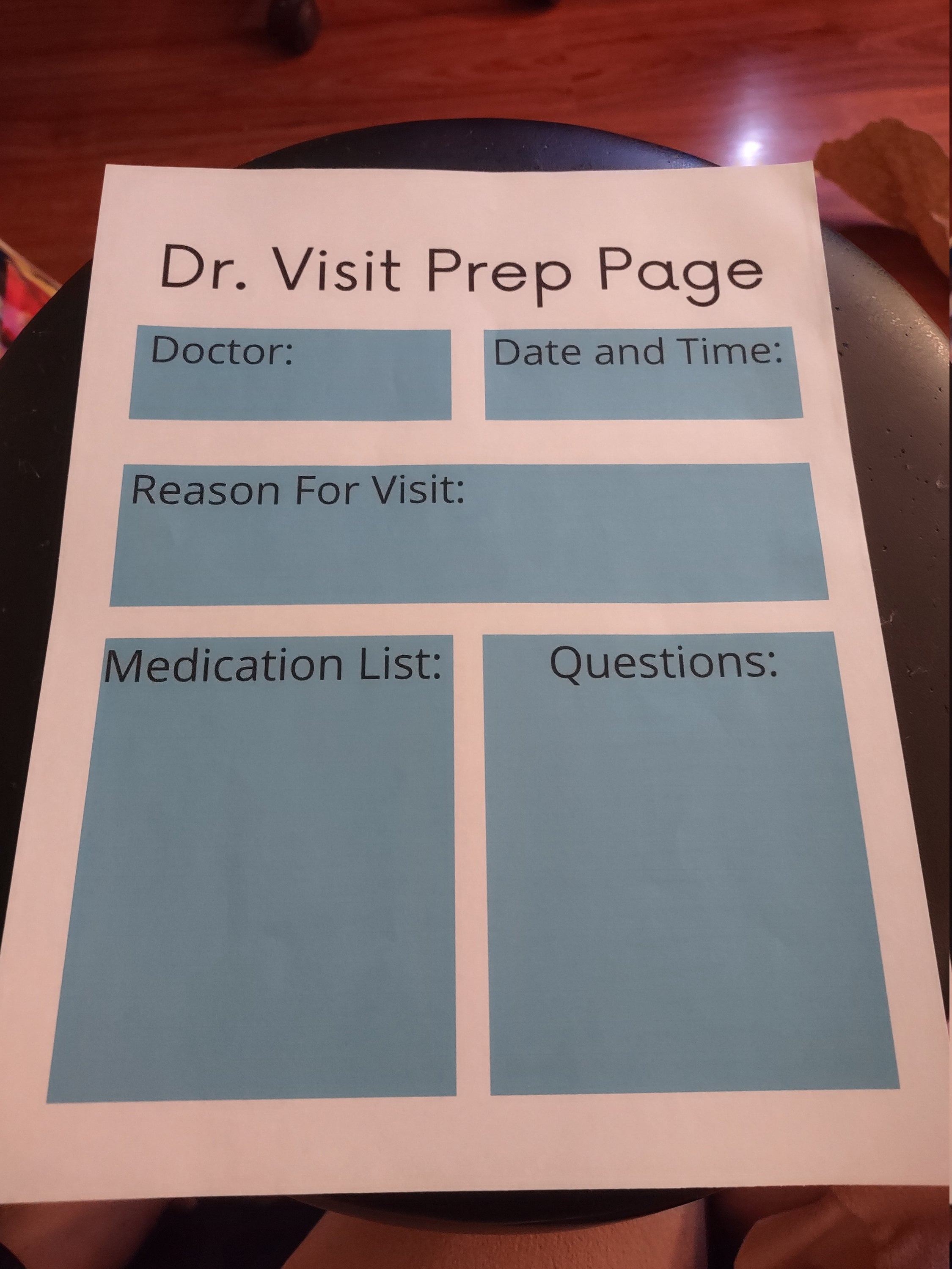 Doctor Visit Prep Page - Etsy