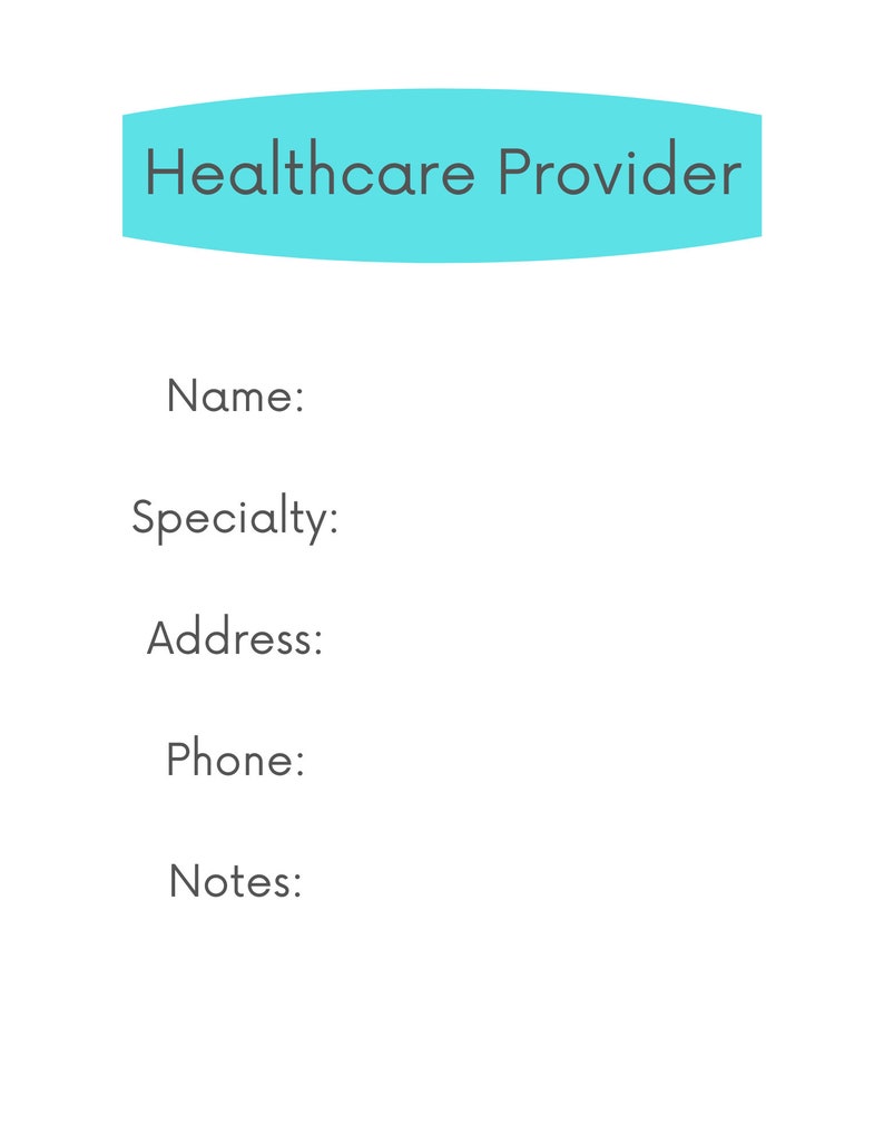 Healthcare Provider Information Sheet | Medical Provider Information ...