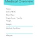 Medical Overview Information Sheet | Health Information Sheet - Etsy