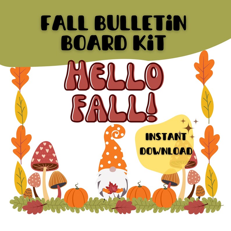 FALL BULLETIN Board Kit. Retro Mushrooms and Gnomes. - Etsy