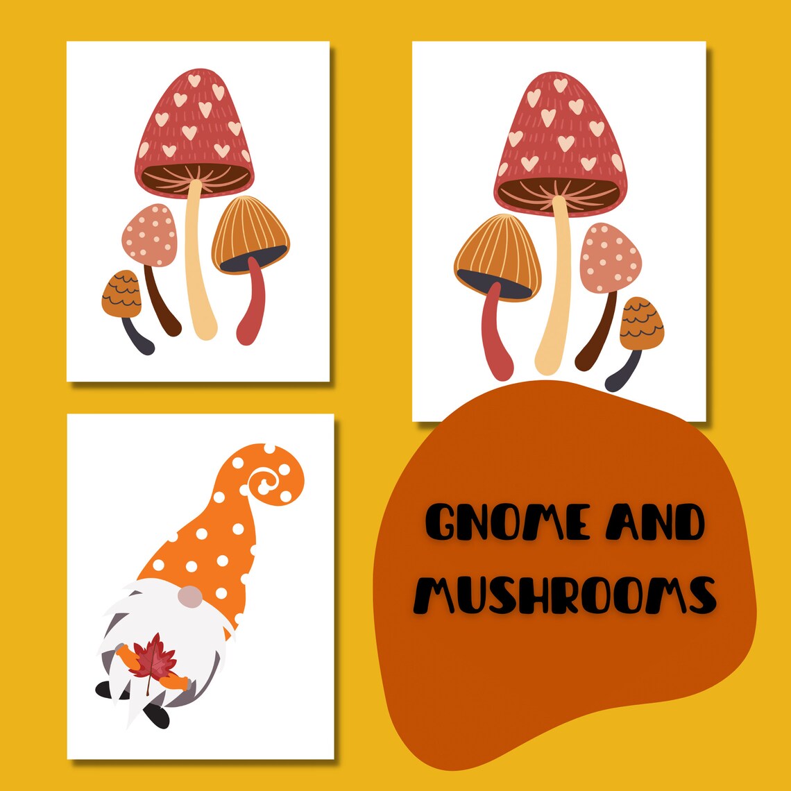 FALL BULLETIN Board Kit. Retro Mushrooms and Gnomes. - Etsy