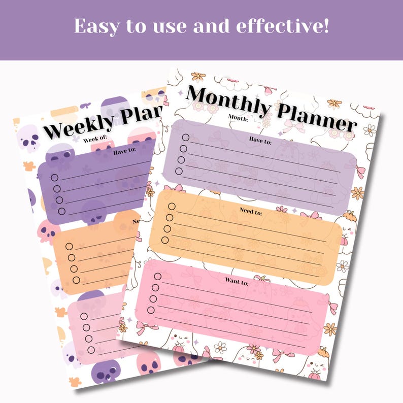 Cute Halloween Planner | ADHD | Daily | Weekly | Monthly | Checklist ...