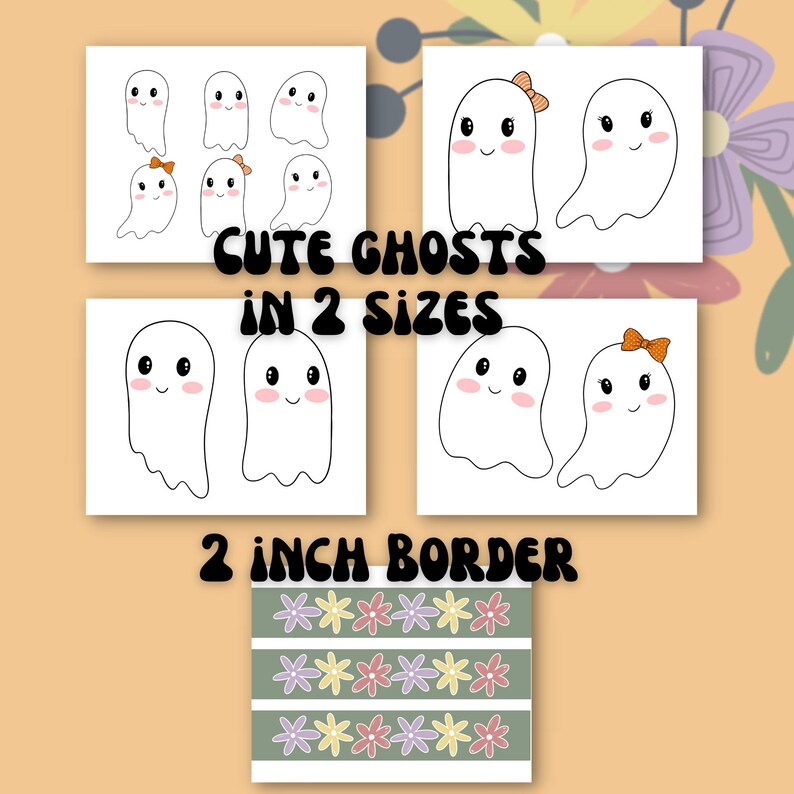 Halloween Bulletin Board Kit, Cute Ghosts, Easy Printable Classroom ...