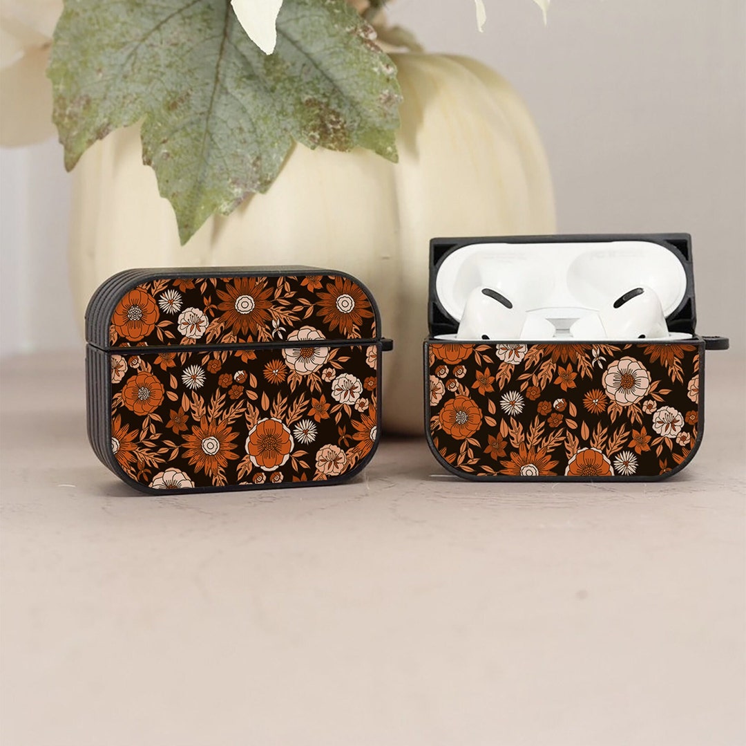 Orange Floral AirPod Pro Case, Fall AirPod 3rd Gen Case, Orange Floral ...