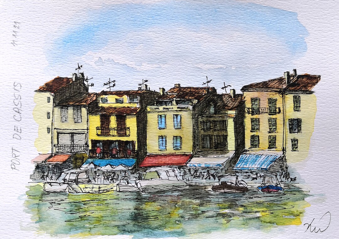 Port De Cassis Watercolor Provence 1/4 - Etsy