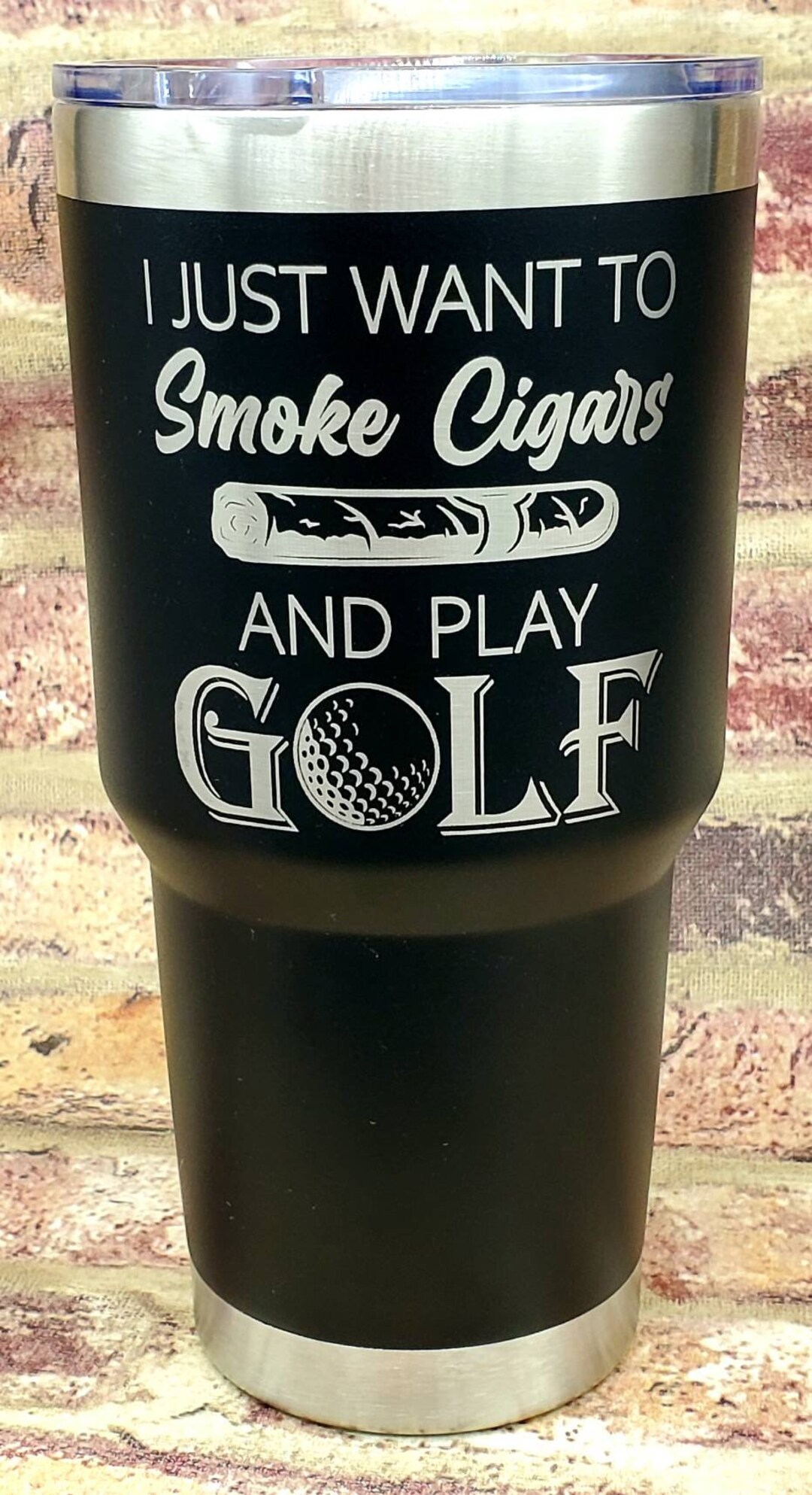 Smoke Cigars and Play Golf Funny Laser Engraved Tumbler Cup - Etsy