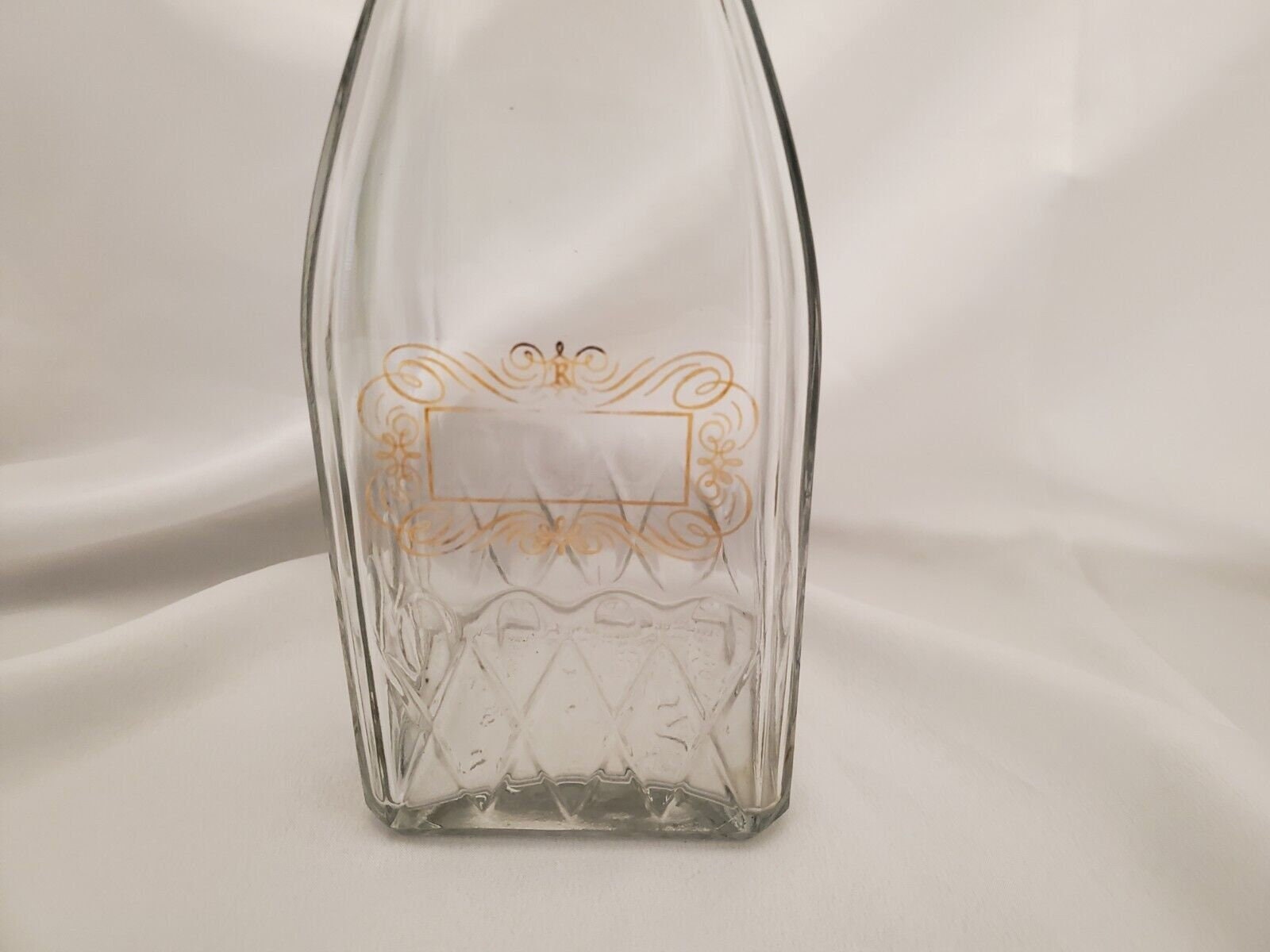 Vintage Blank Decanter 1950s With Glass and Cork Stopper Gold Foil ...