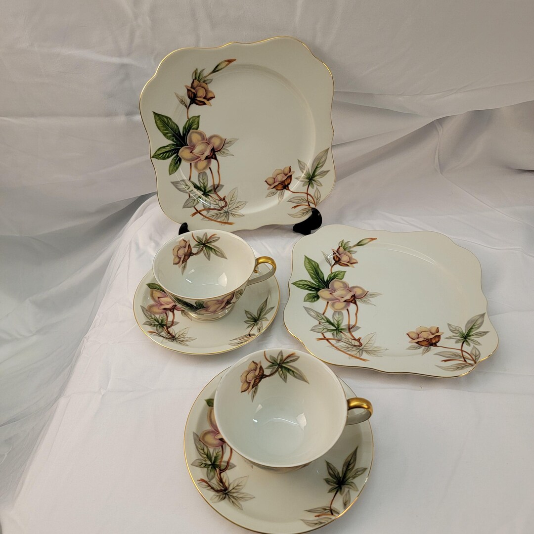 Woodrose Ivory China Meito 6 Piece China Set 2 Cup and Saucer Plus 2 ...