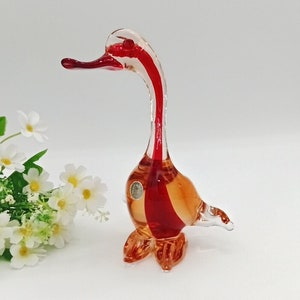 Vintage Murano Glass Bird Clear, Red and Orange Duck/goose Generic ...