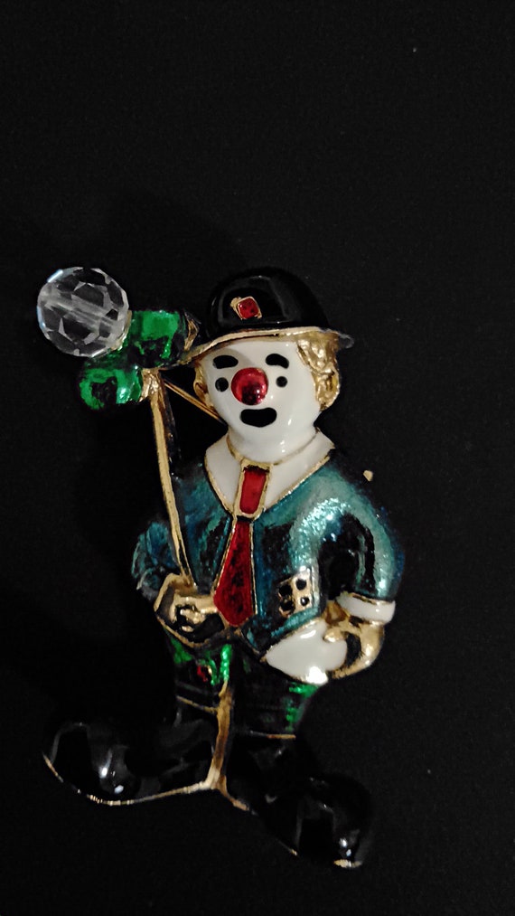 Vintage Hobo Clown Bindle Enamel Brooch/ Lapel Pin; C… - Gem