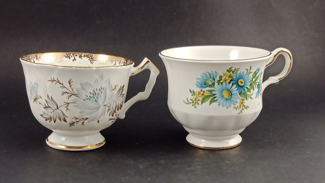 Vintage Footed Tea Cups; Aynsley and Ridgeway Pottery Queen Anne ...
