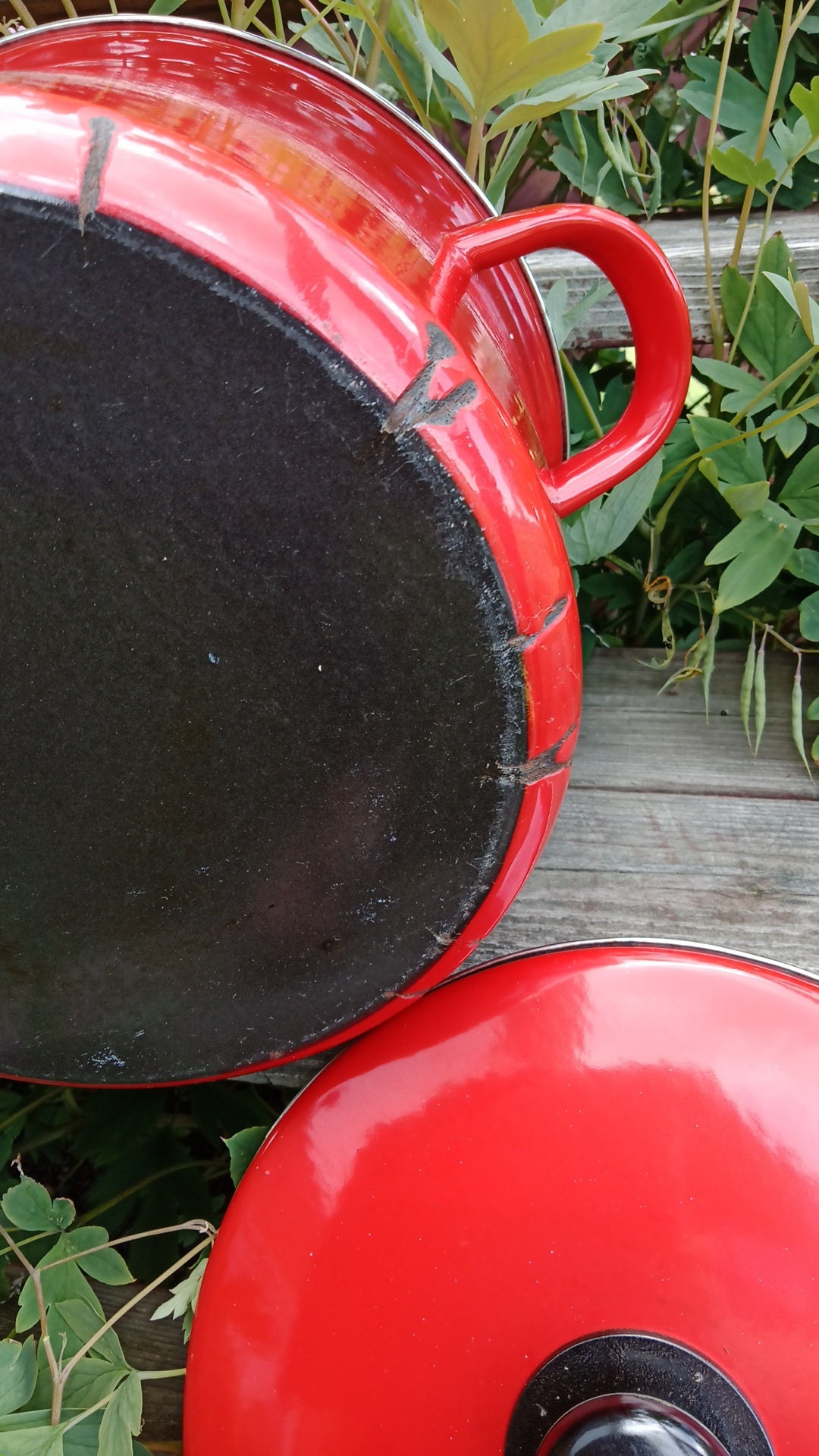 Vintage Red Enamel Stock Pot With Lid Red With White Interior Cook Pot ...