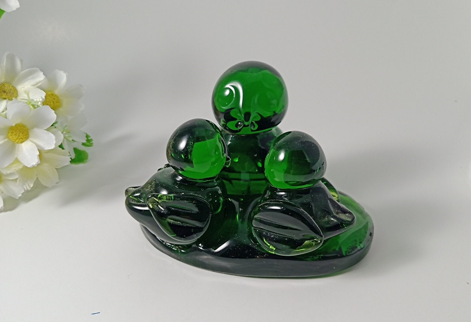 Ron Ray Hand Blown Art Glass Mother Bird With Chicks Birds of Luck or ...