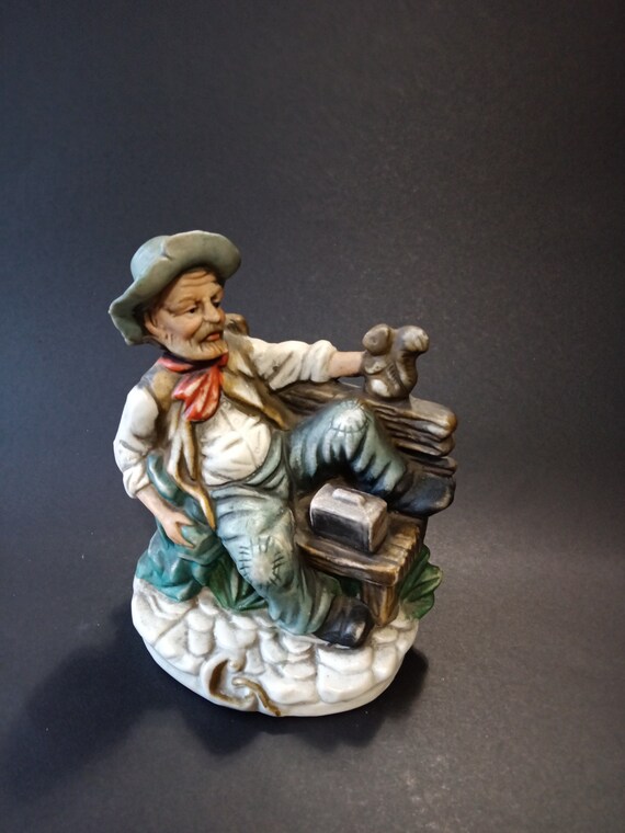 Vintage Collectible Capodimonte HOBO FEEDING SQUIRREL Figurine | Etsy