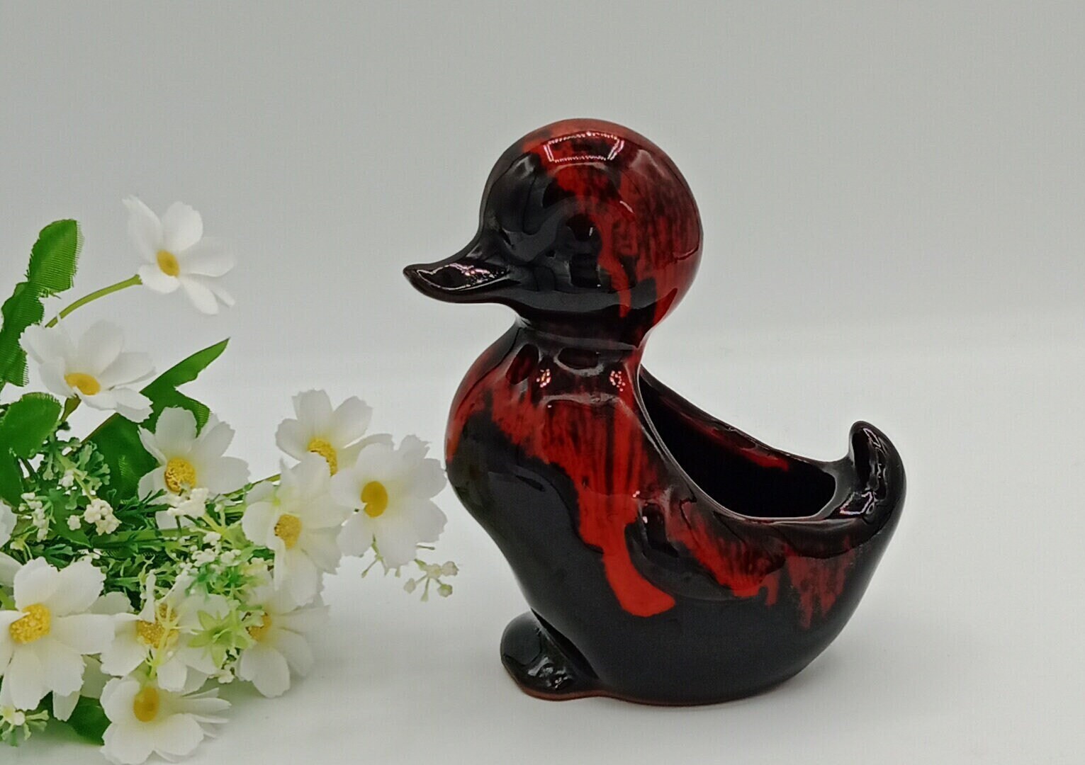 Blue Mountain Pottery Baby Duck Planter Orange Drip Glaze BMP Ceramic ...