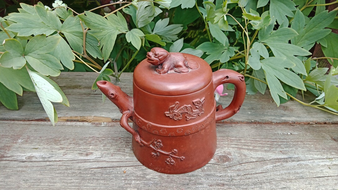 Vintage Chinese Yixing Purple Sand Teapot Plum Tree Branches and ...