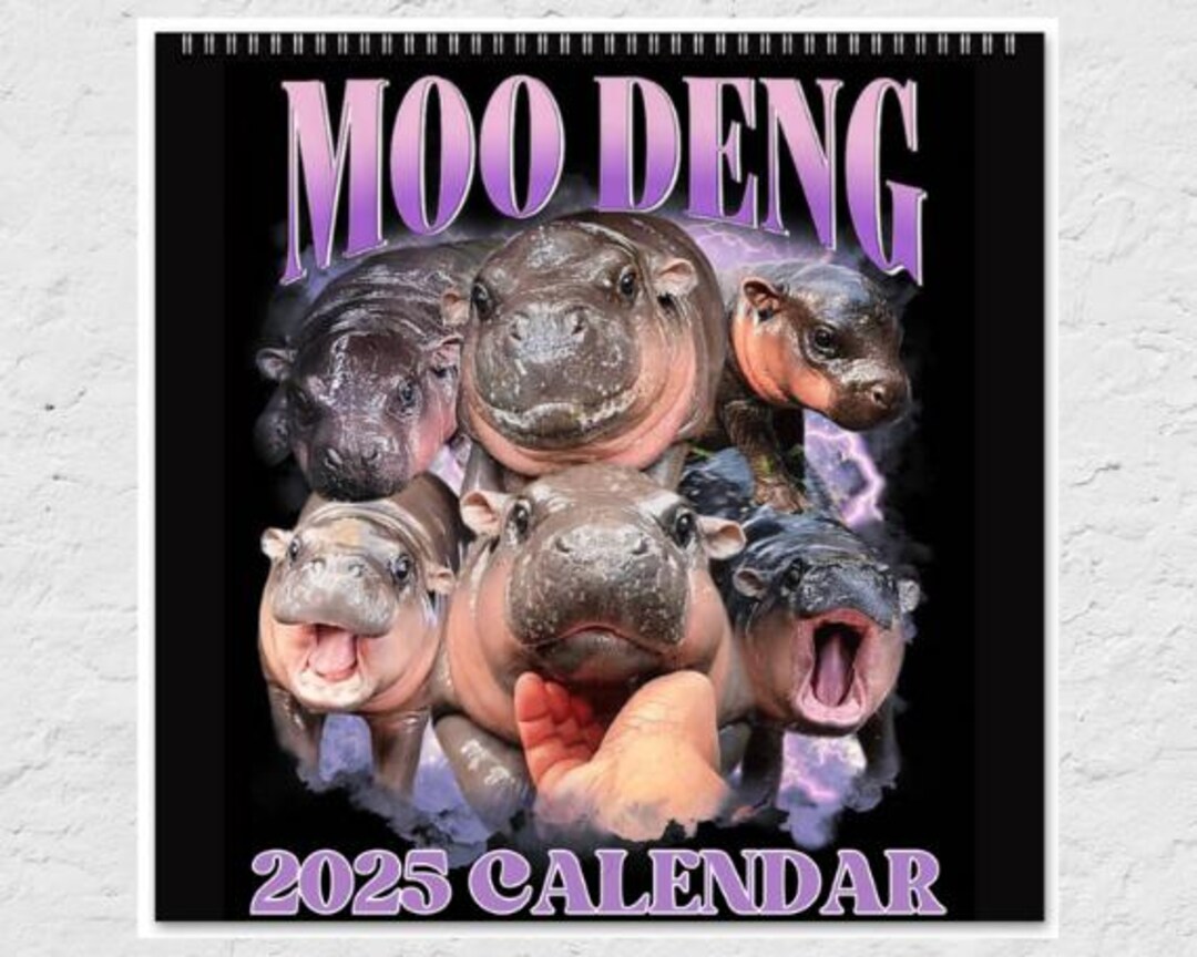 2025 Moo Deng Hippo Calendar Monthly Cute & Funny Hippo Photos Perfect ...