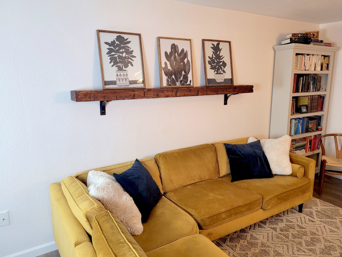 Rustic Solid Wood Beam Shelf - Etsy