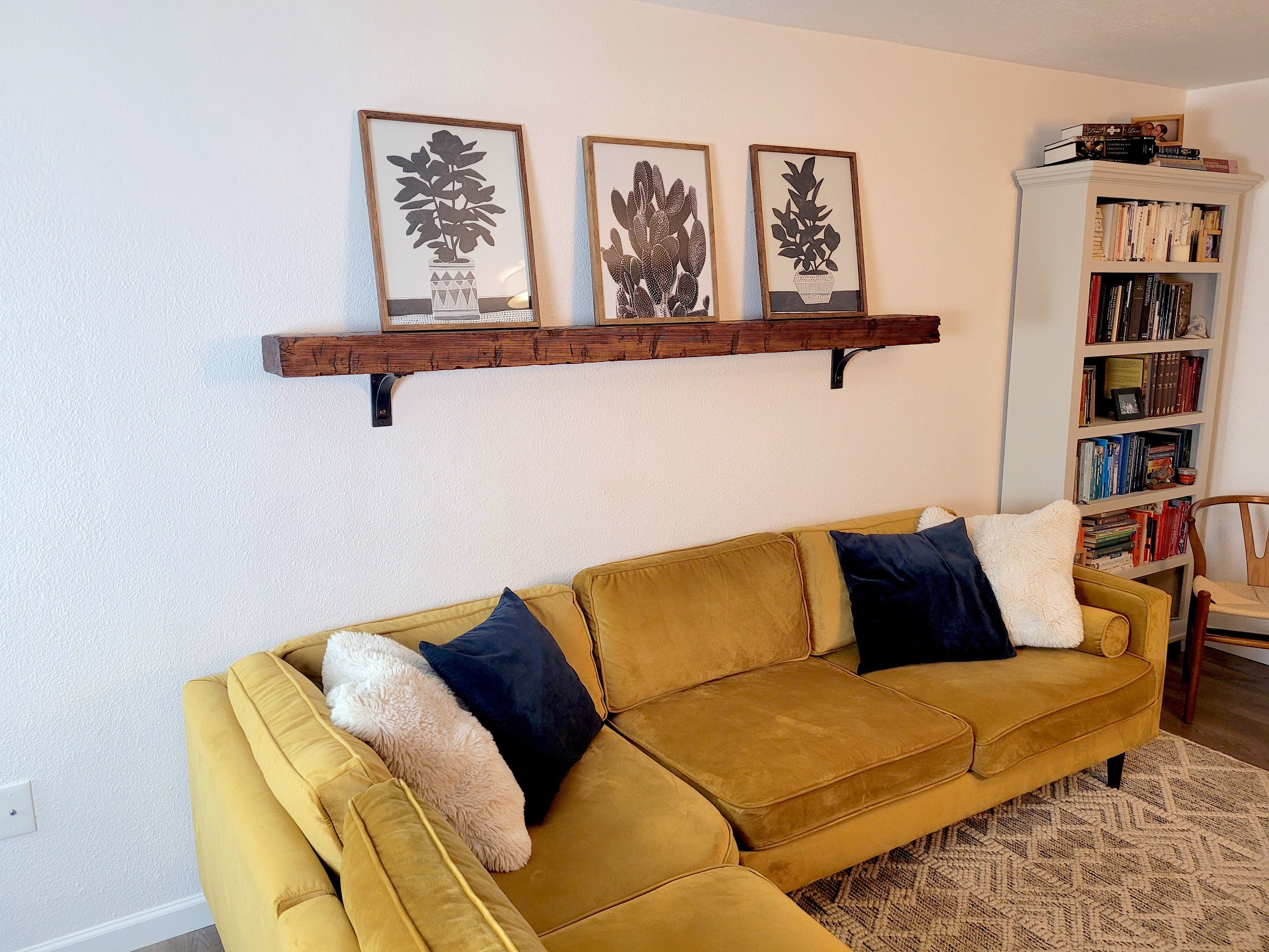 Rustic Solid Wood Beam Shelf - Etsy