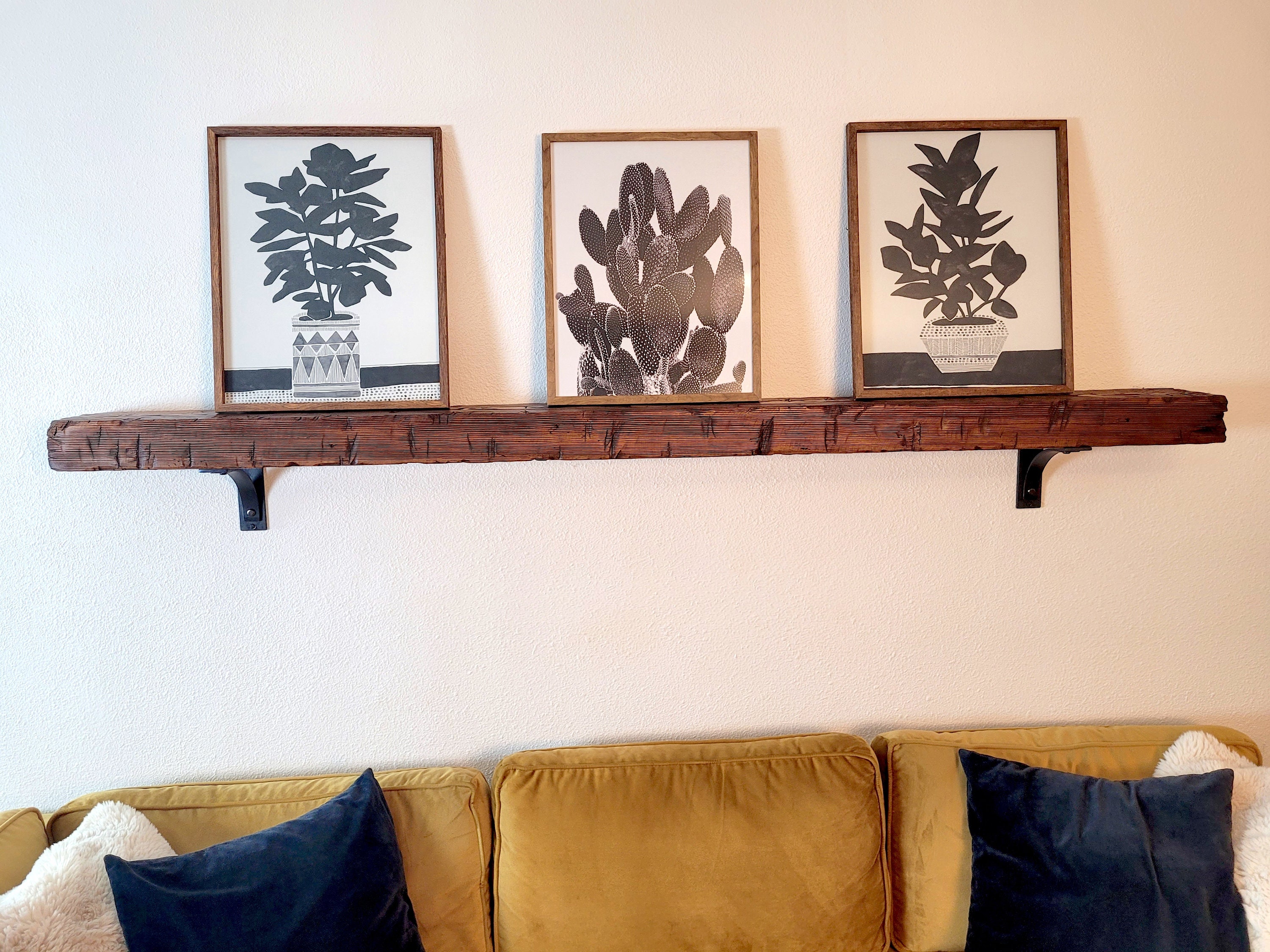 Rustic Solid Wood Beam Shelf - Etsy
