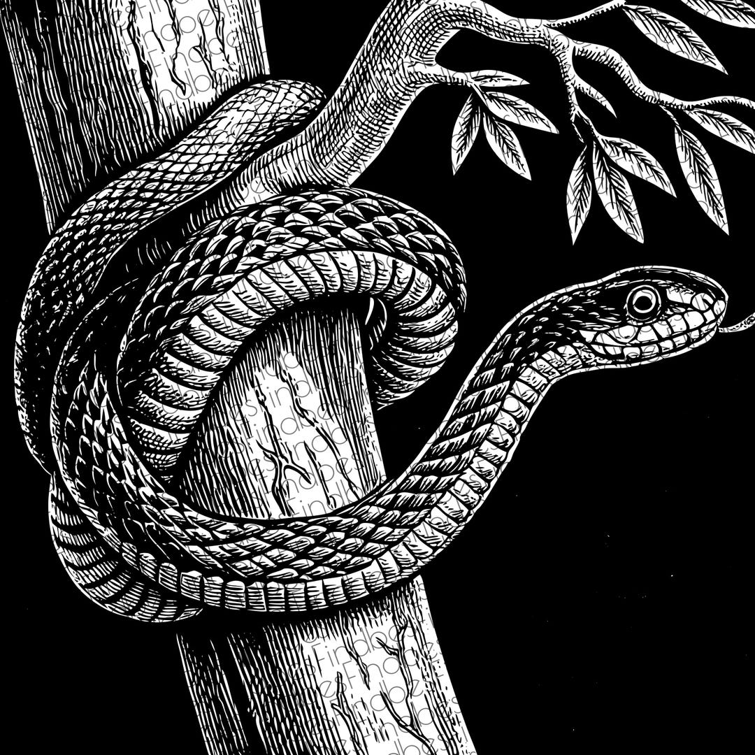Snake Pattern (SVG, JPG , PNG , Json) Digital Drawing, Black Snake ...