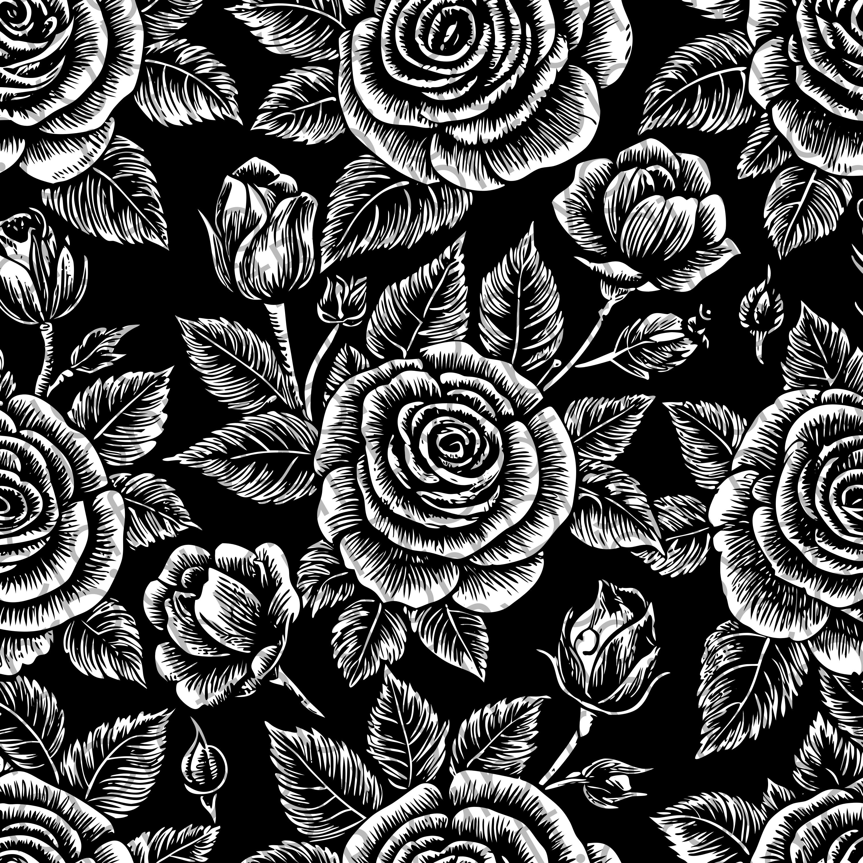 Rose Pattern (SVG, JPG , PNG , Json) Digital Pattern Black Rose Pattern ...