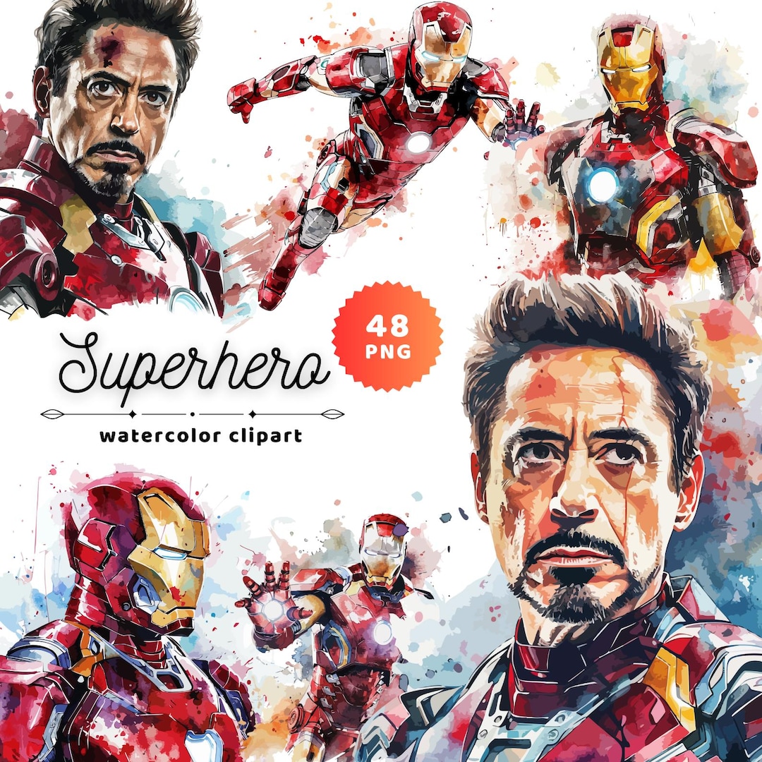 Superhero Watercolor Clipart Superhero PNG Clipart for Kids Funny ...