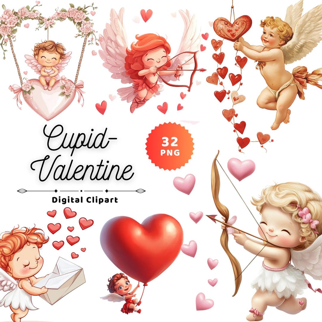 Cute Cupid Clipart Valentine Day PNG Clipart for Valentine Kawaii Cupid ...