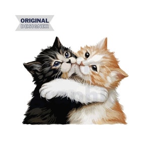 Hugging Cats SVG PNG JPG Cat Sticker Funny Meme Digital Download ...