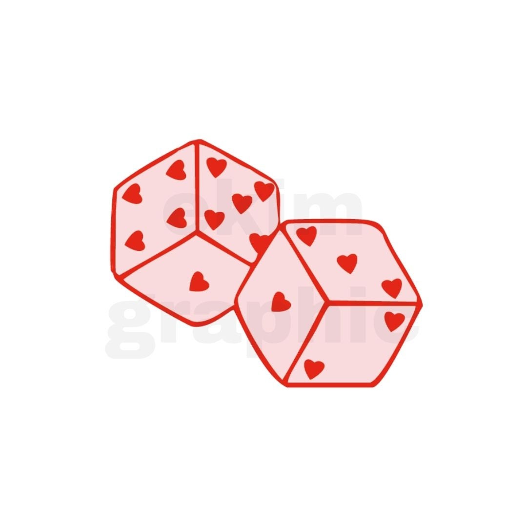 Red Heart Dice SVG PNG JPG Digital Download Sticker T-shirt Design ...