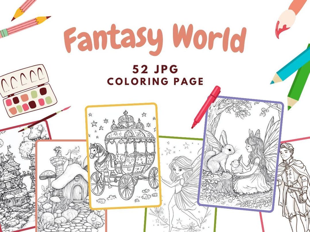 Fantasy World Coloring Pages JPG Digital Download Coloring Pages ...