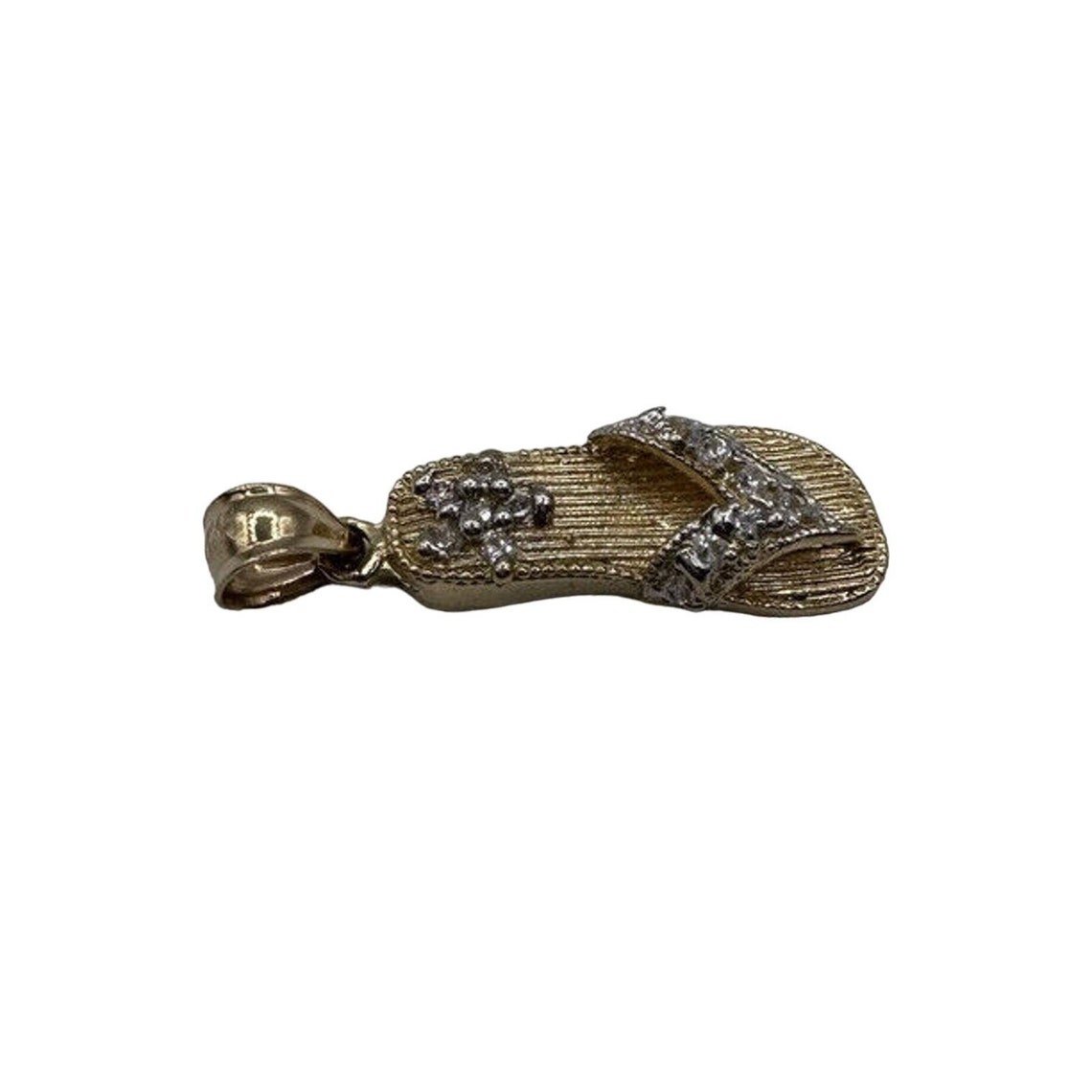 Vintage Estate 14k Yellow Gold Sandal MISC Charm / Pendant With Cubic ...
