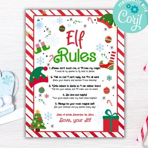 Editable Rules Letter, Elf Rules and Surveillance Camera Sign, Elf ...