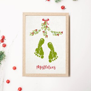 Merry Christmas Handprint Art, Mistletoes Footprint Art, Kids Art, Gift ...