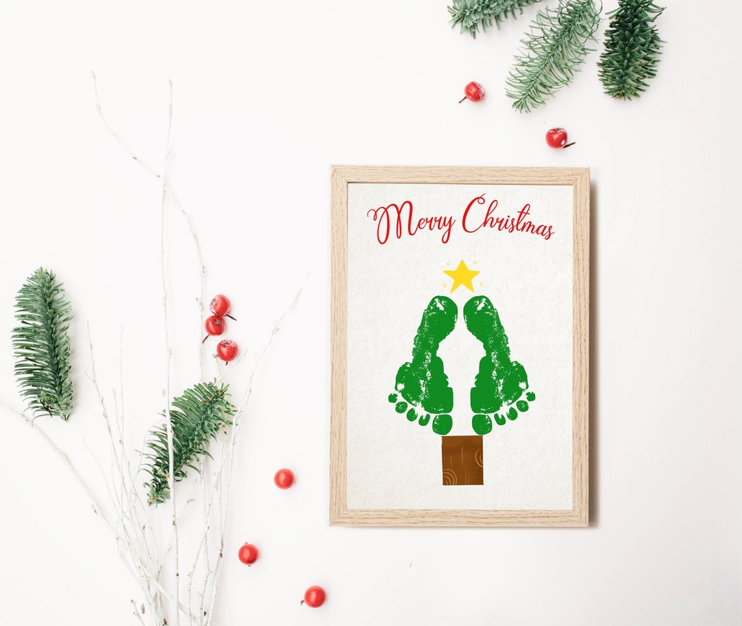Merry Christmas Handprint Art, Christmas Tree Footprint Art, Kids Art ...