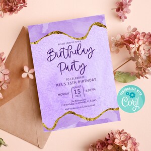 Purple Birthday Invitation, Purple Lover Birthday, Party Invite ...