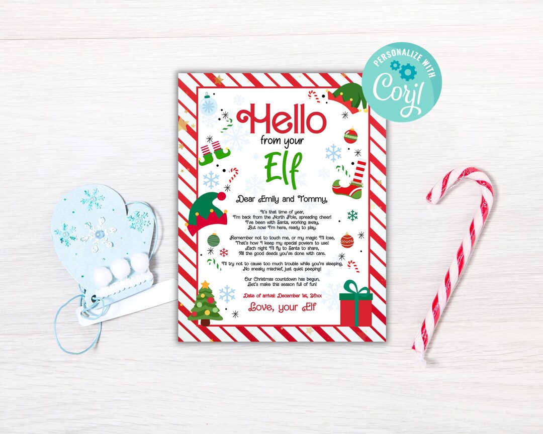 Hello From Your Elf, Printable and Editable Elf Arrival Letter ...