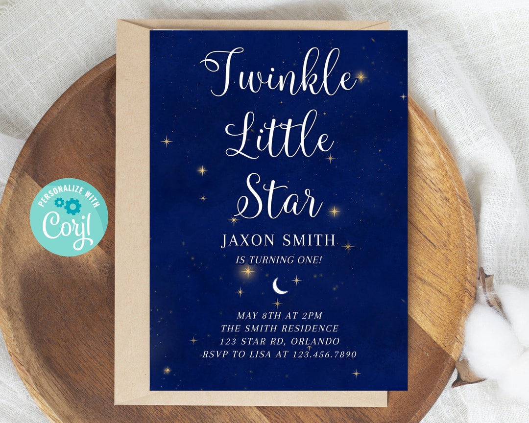 Twinkle Little Star Birthday Invitation, Star Editable Birthday ...