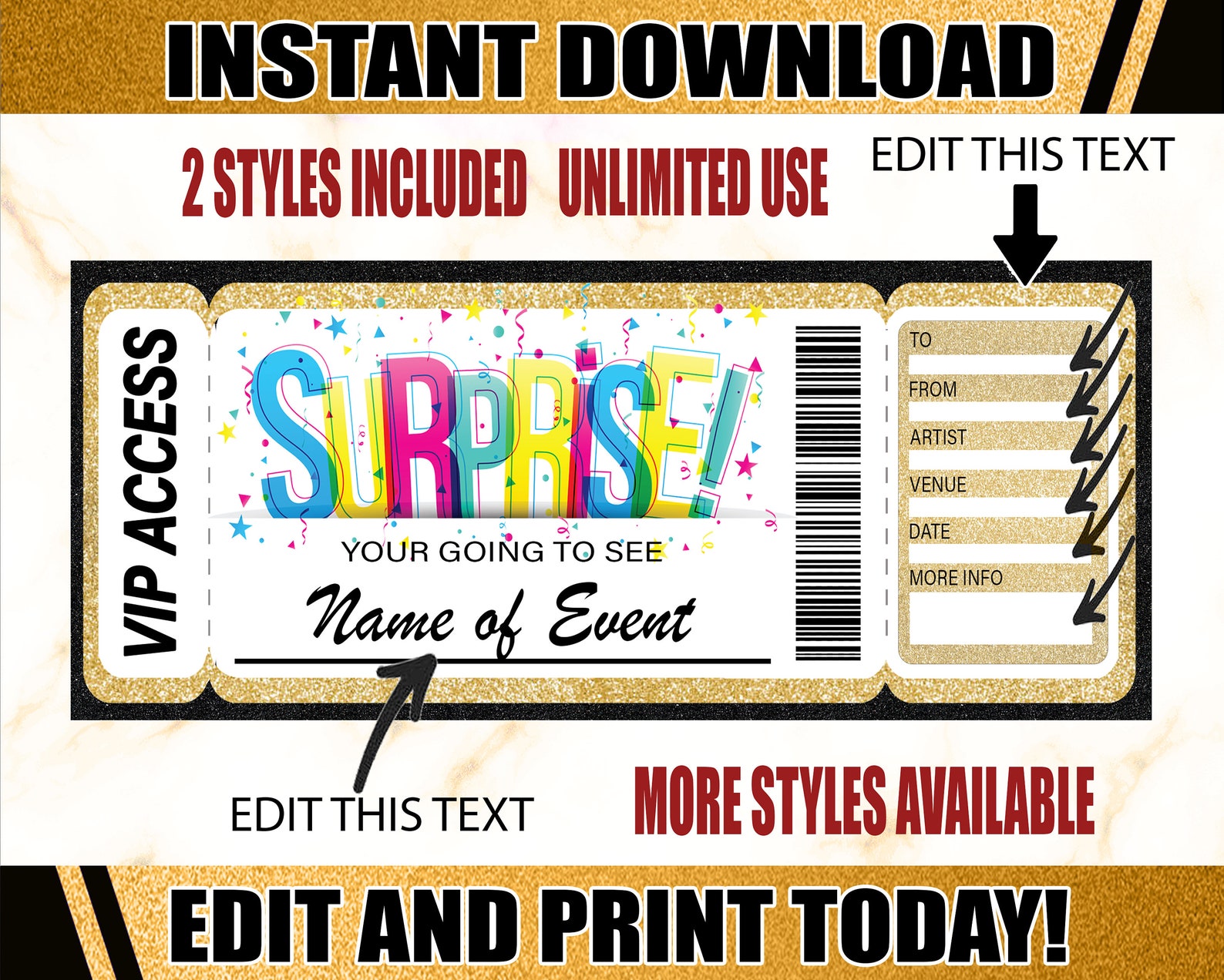 Surprise Concert Ticket Concert Ticket Gift Ticket for - Etsy