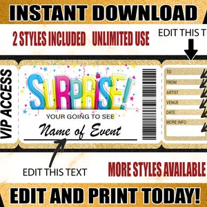 Surprise Concert Ticket, Concert Ticket Gift, Ticket for Birthday Gift ...