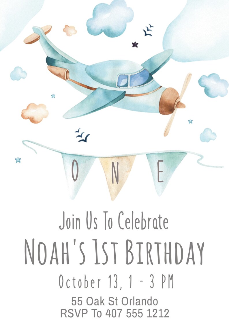 Editable Airplane Birthday Invitation Downloadable Birthday - Etsy