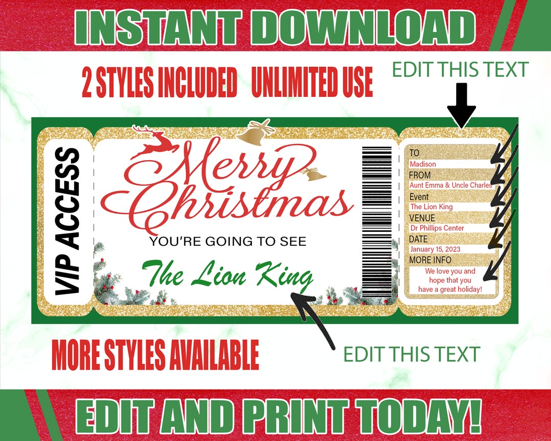 Concert Ticket VIP , Christmas Concert Ticket VIP , Printable Concert ...