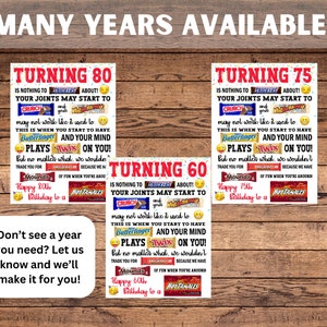 40th Birthday Candy Poster, Birthday Candy Sign, 40th Birthday Gifts ...