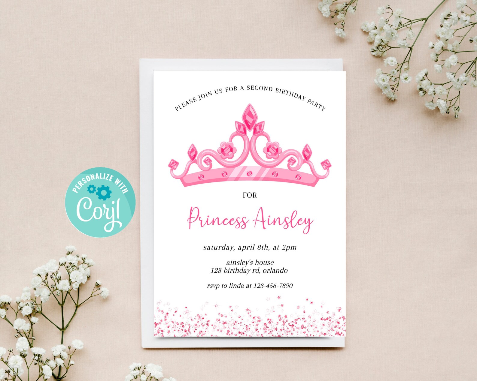 Princess Tiara Birthday Invitation Princess Party Invitation - Etsy