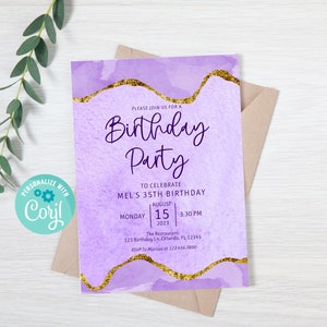 Purple Birthday Invitation, Purple Lover Birthday, Party Invite ...