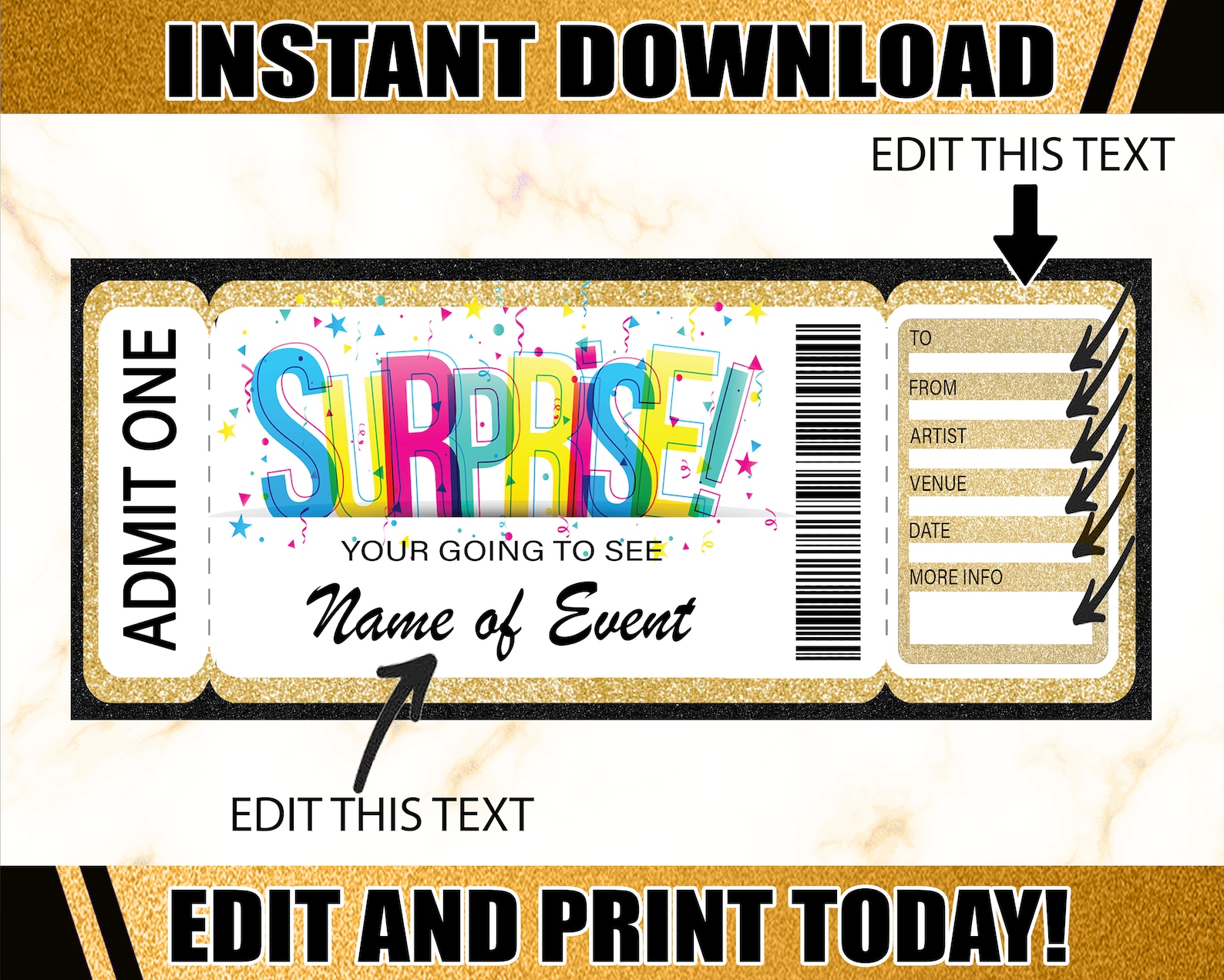 Surprise Concert Ticket Concert Ticket Gift Ticket for | Etsy