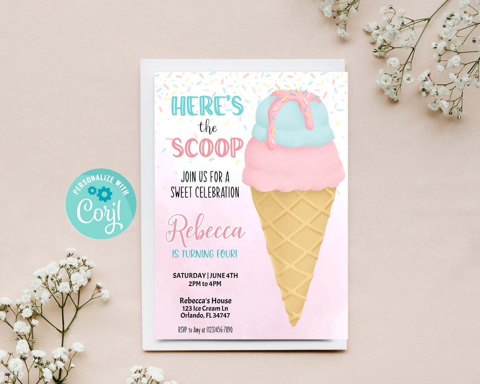 Ice Cream Invitation Ice Cream Party Invitation Ice Cream - Etsy