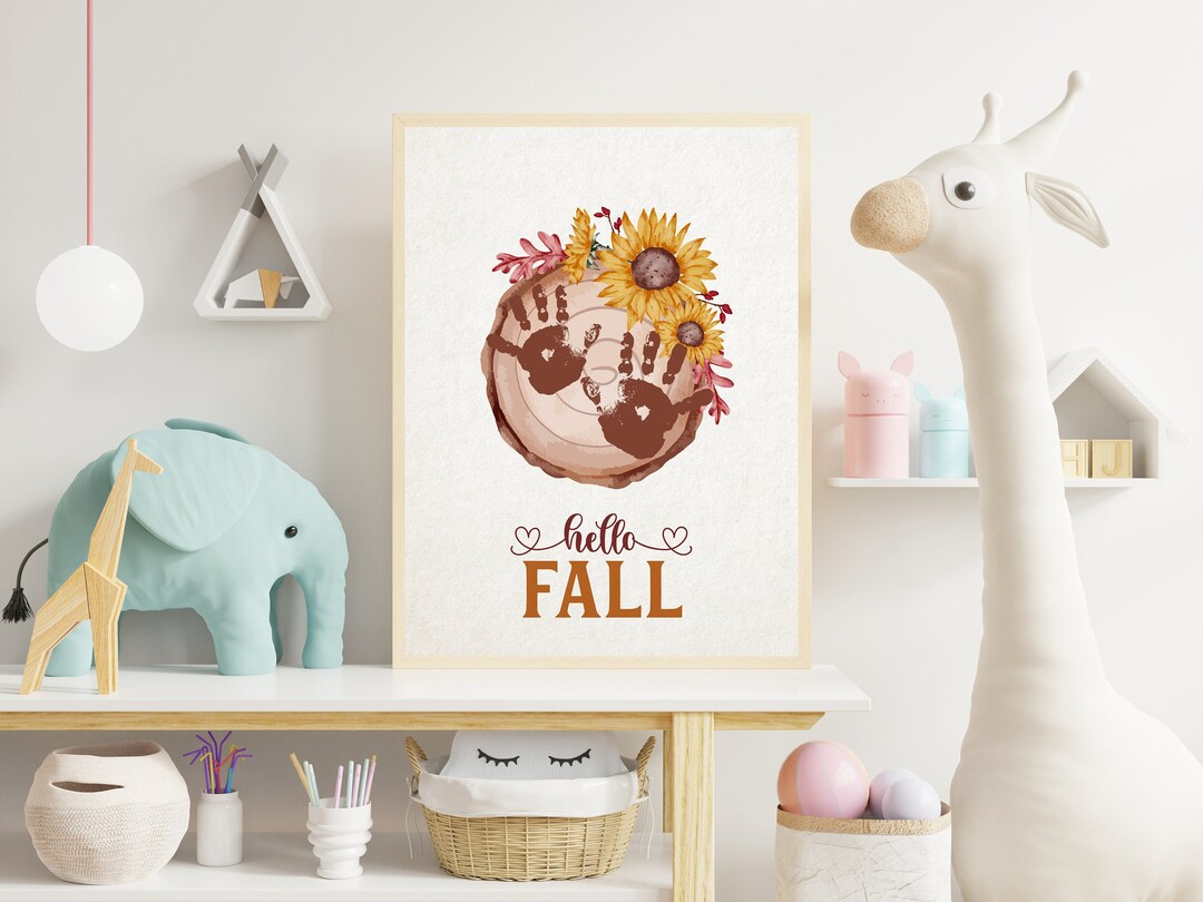 Hello Fall Handprint Art, Fall Decor, Sibling Handprint Art, First Fall ...