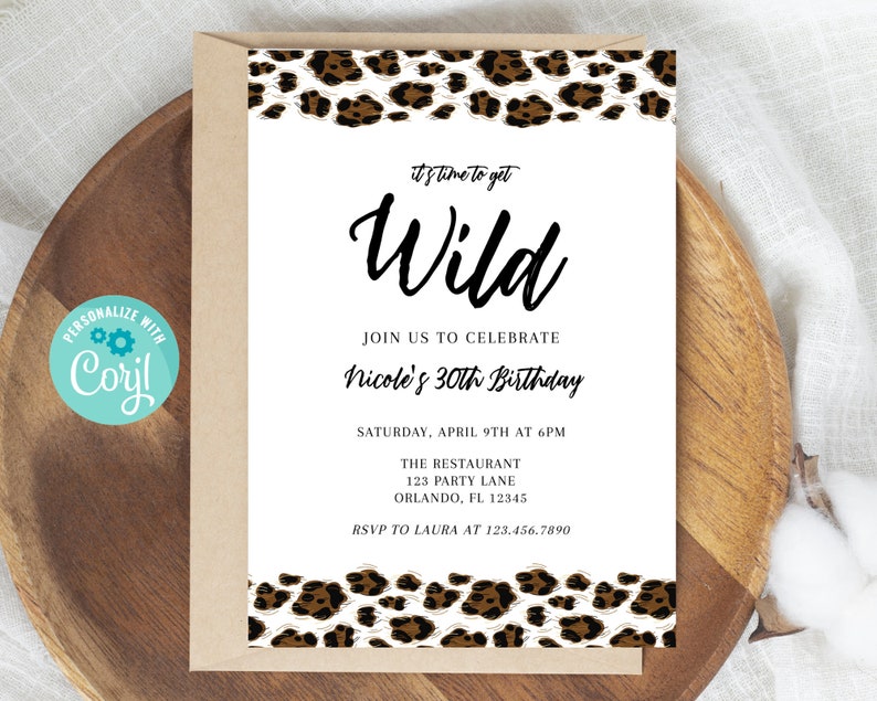 Time to Get Wild Party Invitation Leopard Print Invite - Etsy