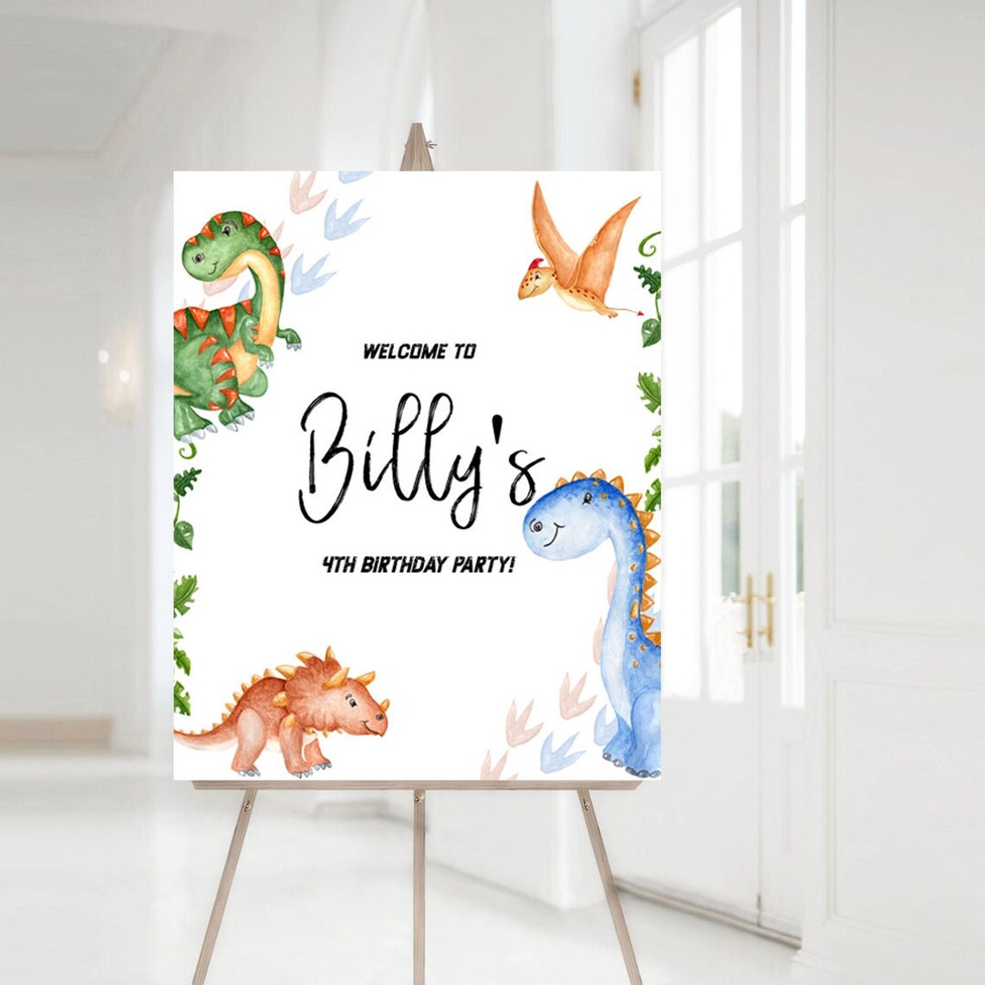 Editable Dinosaur Party Welcome Sign, Printable Birthday Decor ...